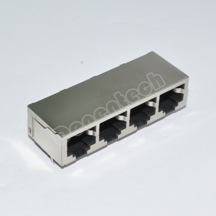 Denentech 专业工厂RJ45连接器10P8C 1X4pin不带灯网络连接器 - 东莞市德能智恩电子科技有限公司