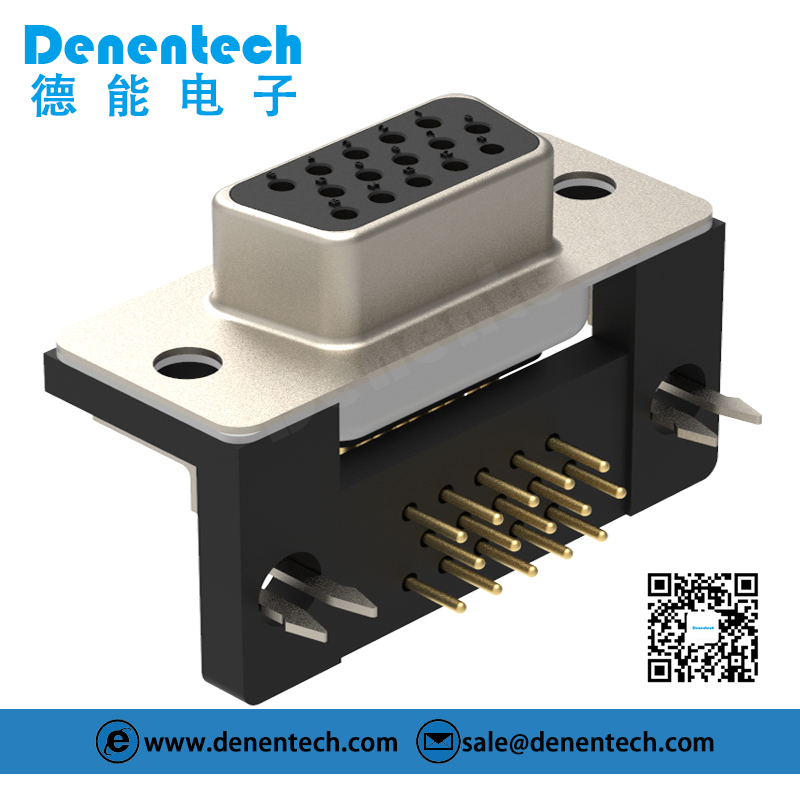 Denentech gold plating HDR 15P female right angle d-sub 15 pin ...