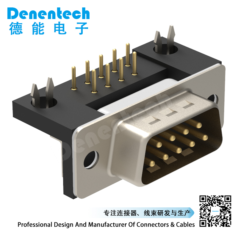 Denentech gold plating DR 9P male footprint right angle d-sub 9pin ...