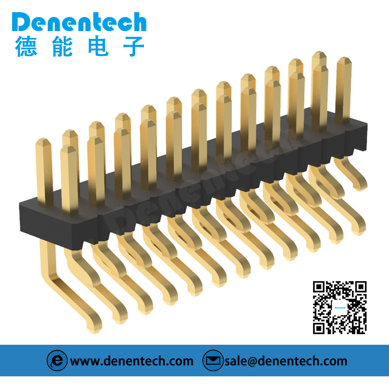 Denentech 1.27mm pin header dual row SMT right angle shrouded pin ...