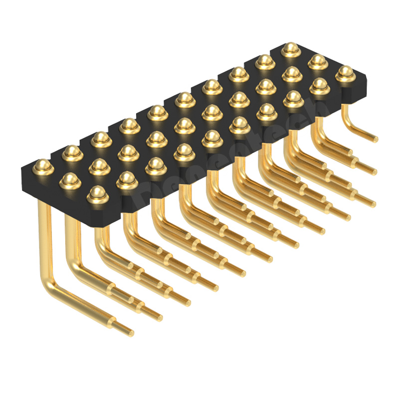 Denentech 2.54MM pogo pin H1.27MM triple row male right angle 6 pin pogo waterproof pogo pin ...