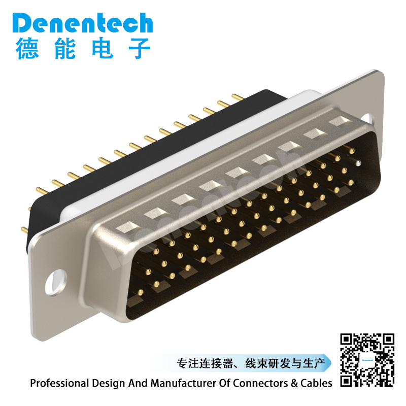 Denentech 优质的HDE型冲针44P公插头 黑胶壳高塑胶连接器180度直插插板 44PIN公座端子 D-SUB44P公座插座连接器 ...