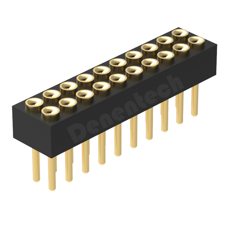 Denentech 1.27mm pitch H2.0 Dual row female Straight DIP concave pogo ...