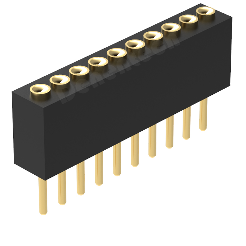 Denentech 1.27mm pitch H4.0 single row female Straight DIP concave pogo ...