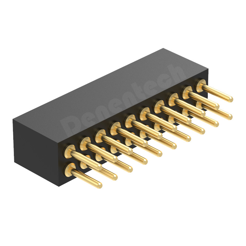 Denentech 1.27mm pitch H4.0 Dual row female Straight DIP concave pogo ...